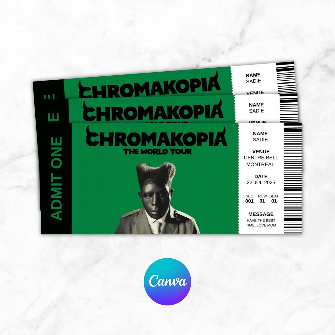 Editable Tyler the Creator CHROMAKOPIA World Tour Concert Ticket ...