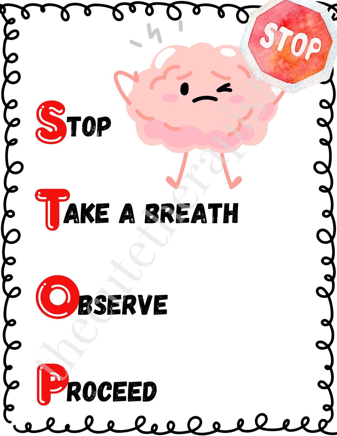 Mental Health STOP Worksheet: Therapy Office Decor - Etsy