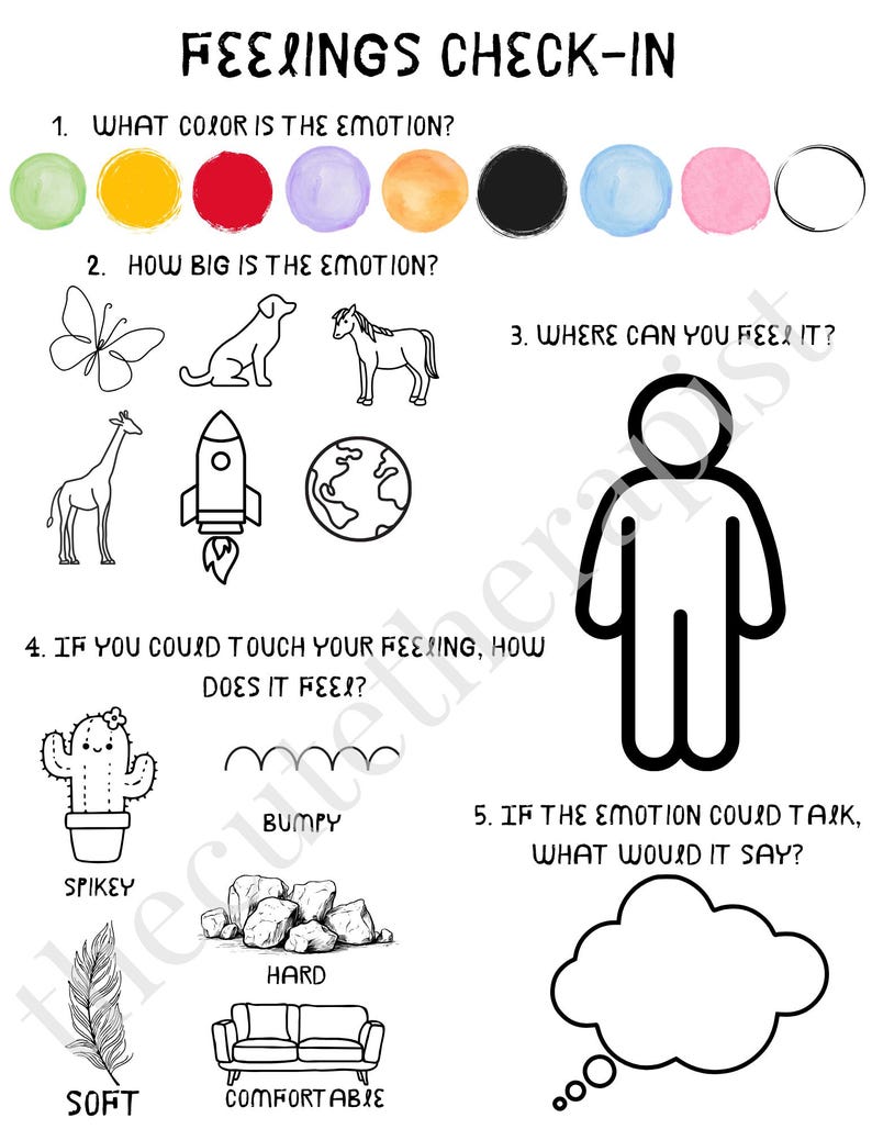 Feelings Check-in Worksheet - Etsy