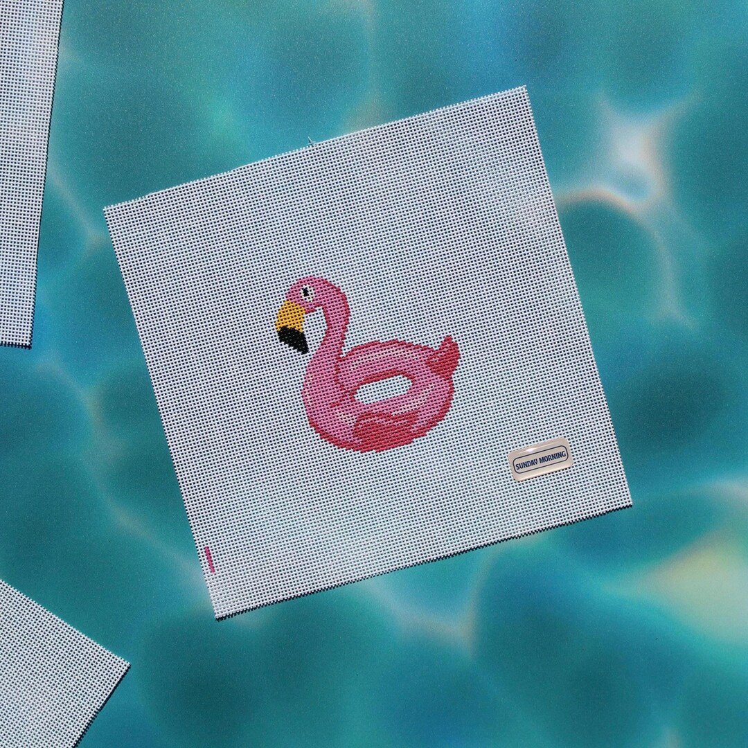 Flamingo Pool Float Needlepoint Canvas - Etsy