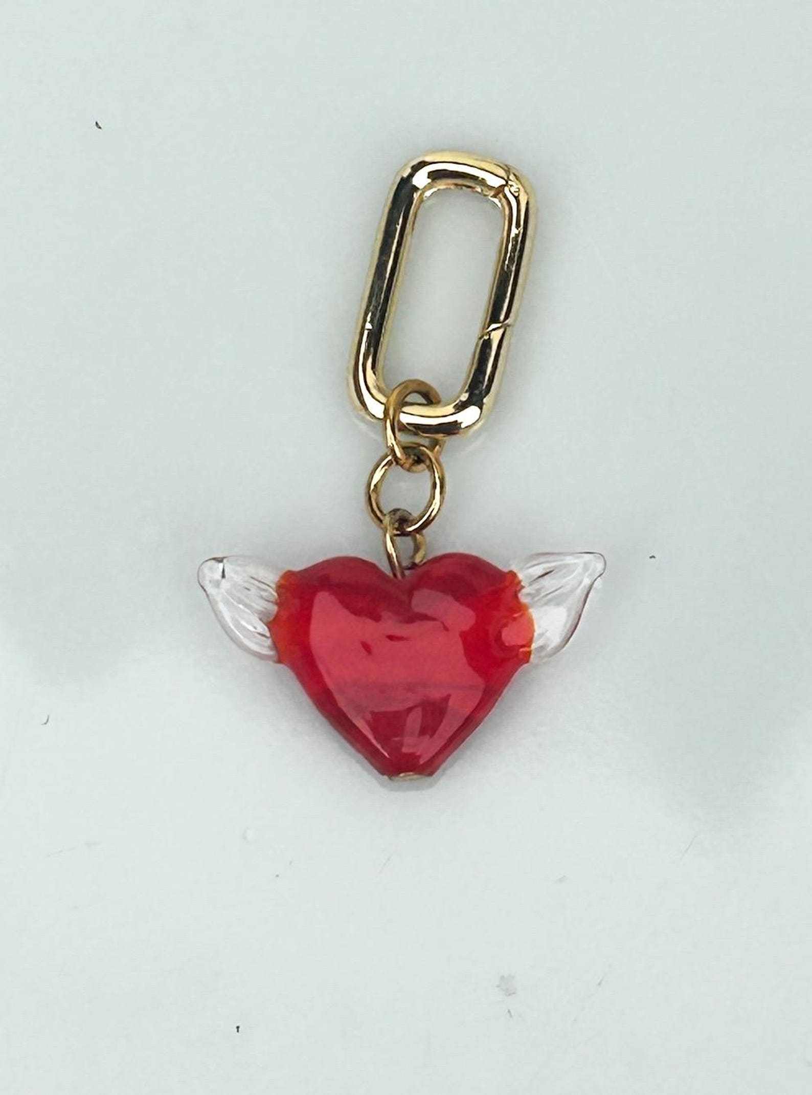 Murano Glass Flying Heart Charm: Red & Clear Wings - Etsy