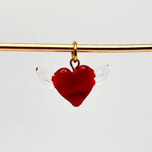 Murano Glass Flying Heart Charm: Red & Clear Wings - Etsy