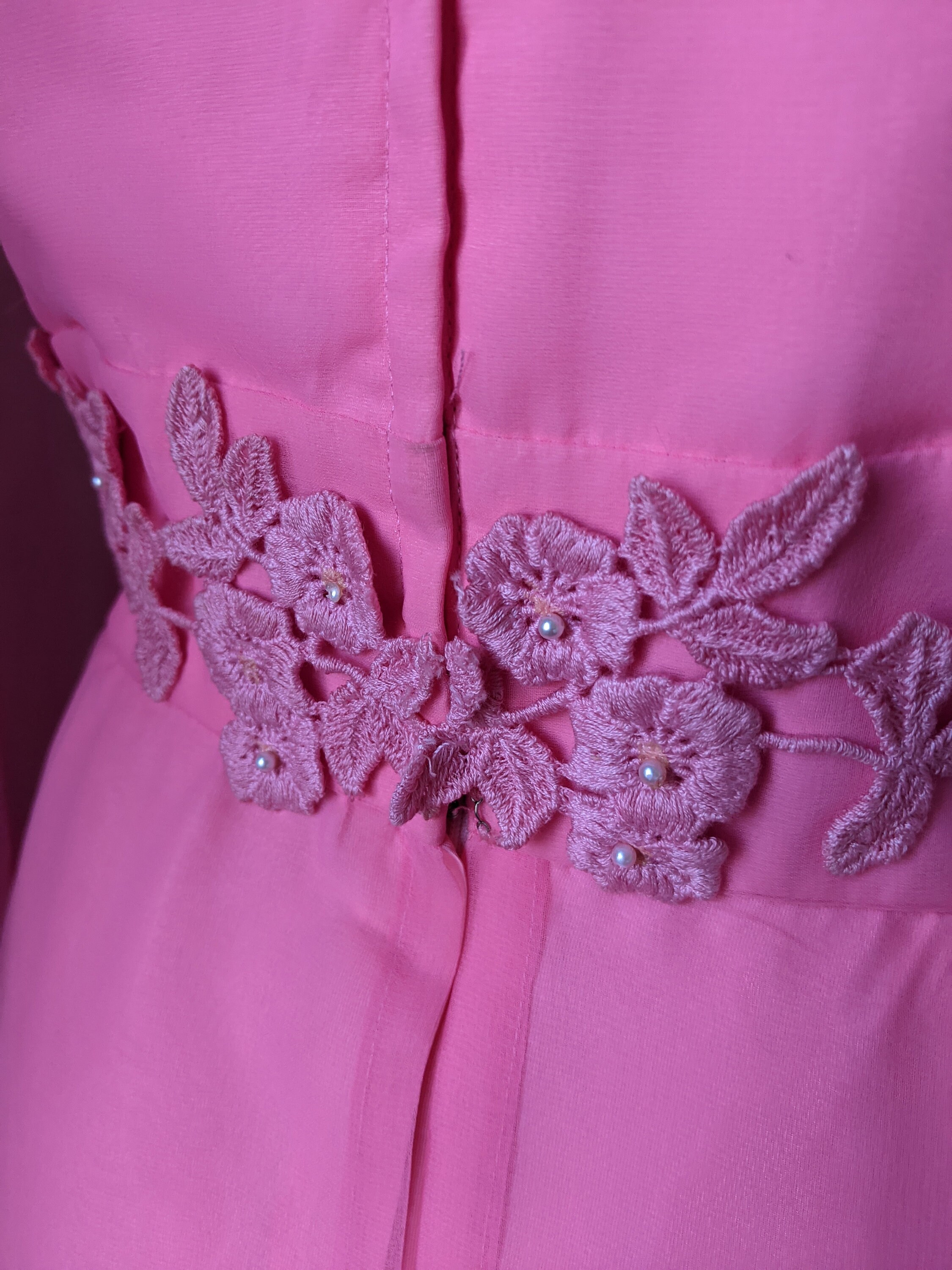 Vintage 1970s Jeri Originals Hot Cherry Pink Maxi Dress Gown - Etsy