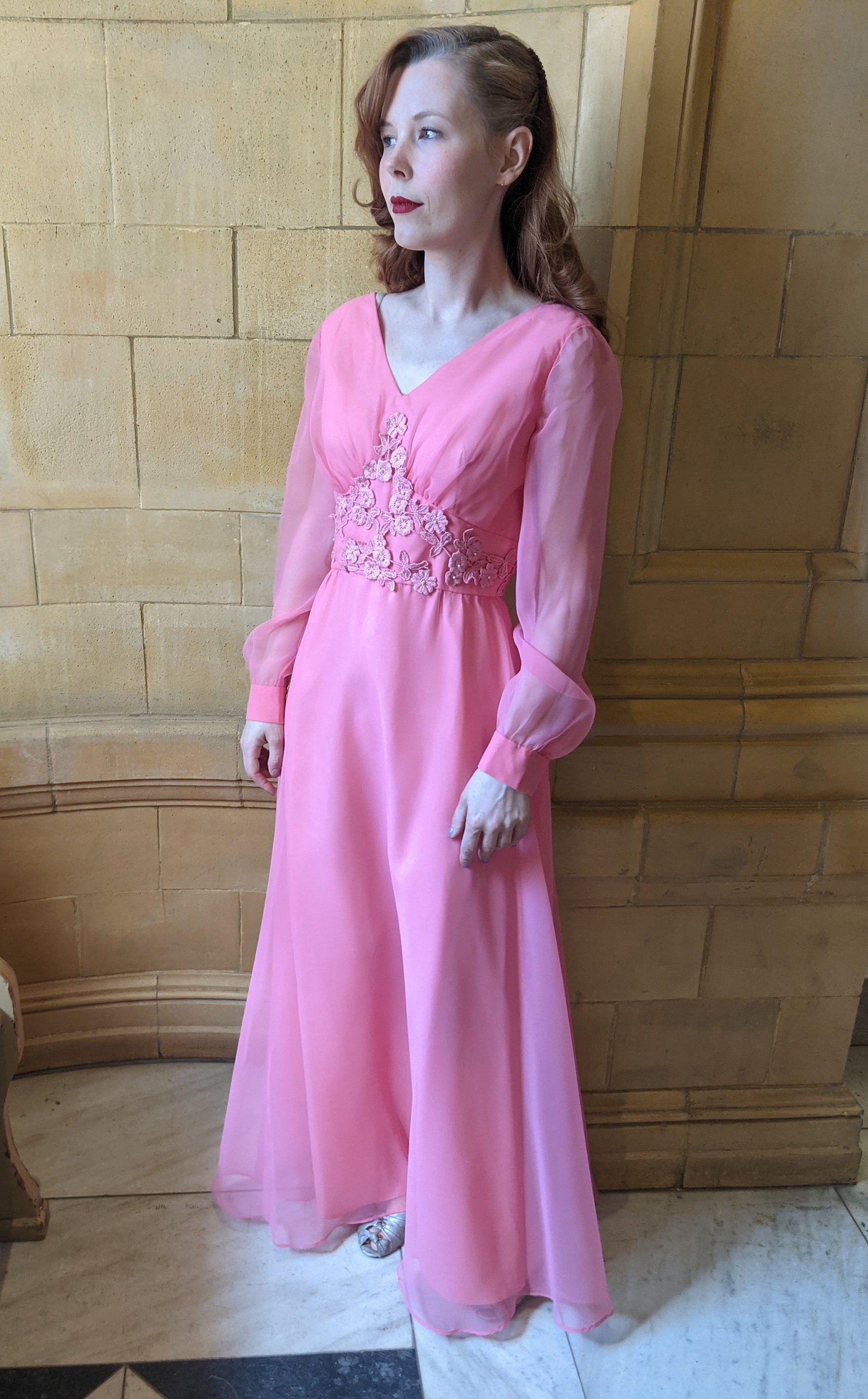 Vintage 1970s Jeri Originals Hot Cherry Pink Maxi Dress Gown - Etsy