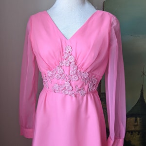 Vintage 1970s Jeri Originals Hot Cherry Pink Maxi Dress Gown - Etsy