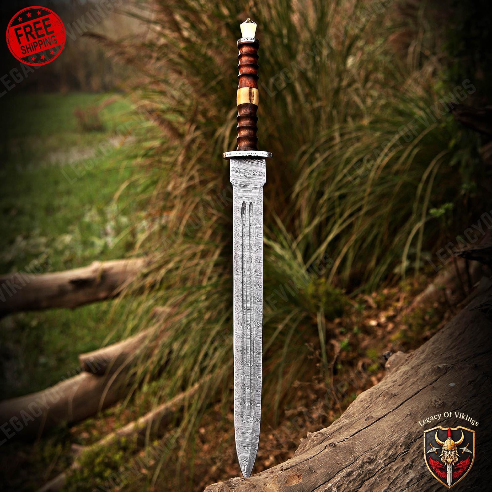 Custom Viking Sword in Unique Style, Damascus Steel Viking Sword in ...