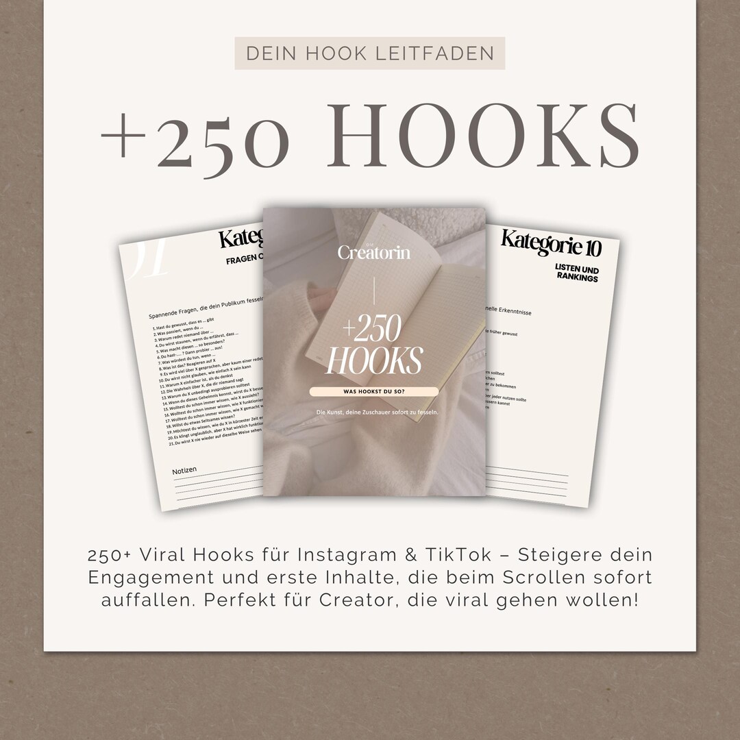 Guide With 250 Viral Hooks for Instagram Reels, Tiktok Scroll-stopping ...