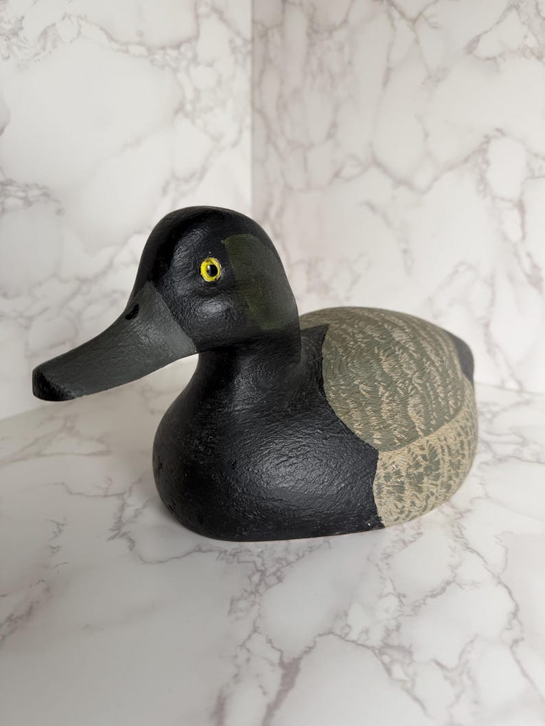 Hand-carved Hand-painted Bluebill Duck Decoy Vintage Wooden Duck Folk ...