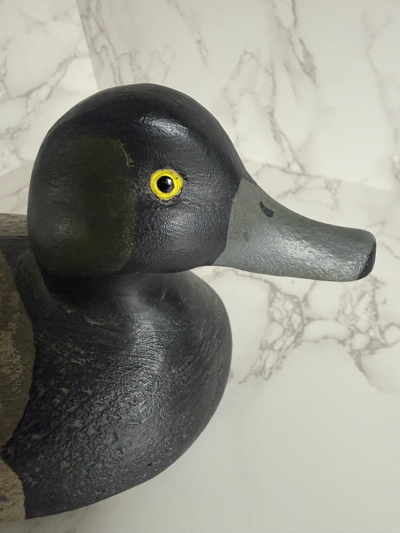 Hand-carved Hand-painted Bluebill Duck Decoy Vintage Wooden Duck Folk ...