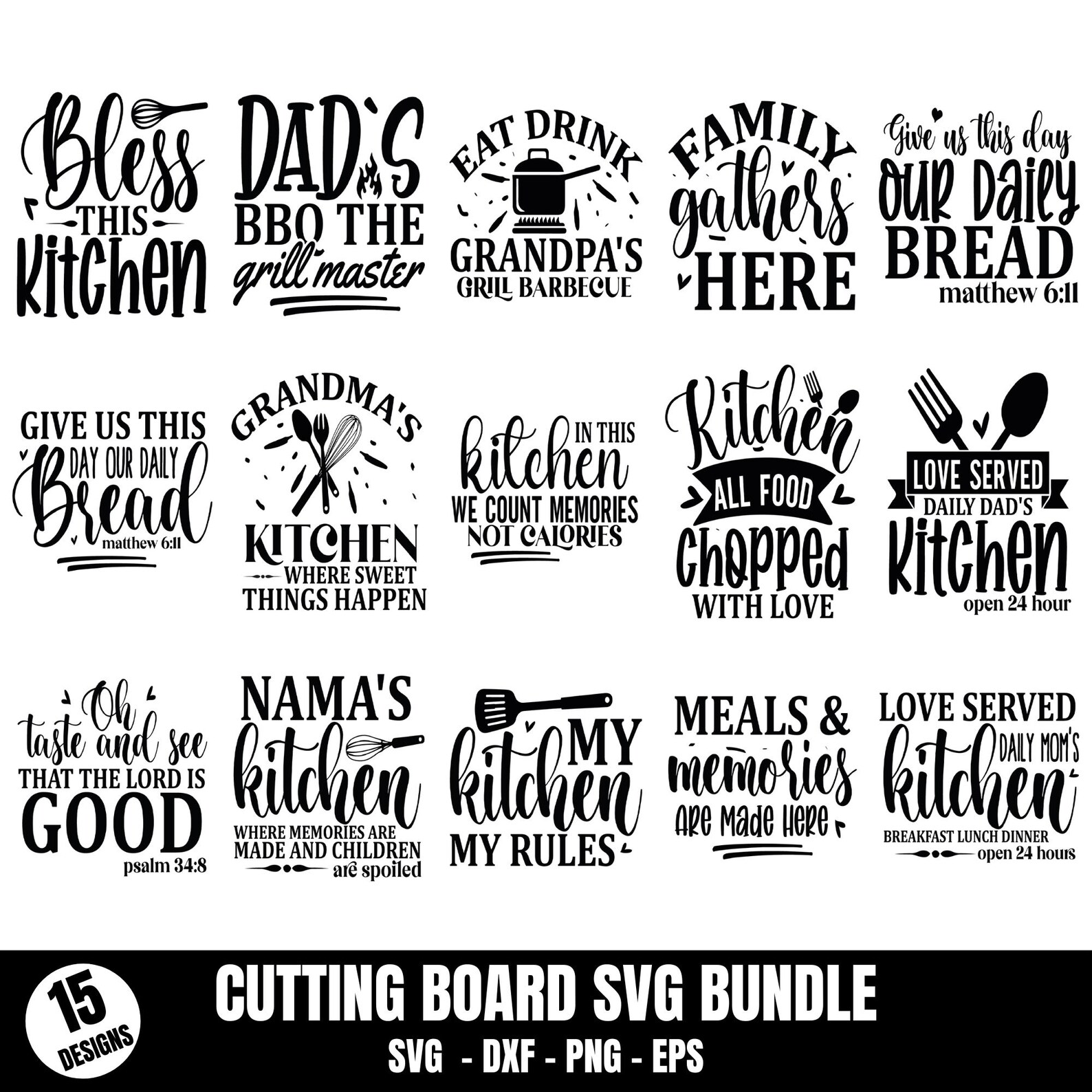 Kitchen Quotes SVG Bundle: Cutting Board Designs (digital Download) - Etsy