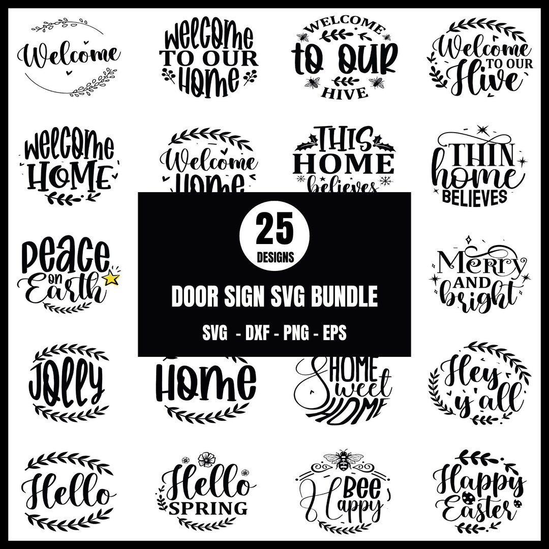 Door Sign Svg Bundle, Welcome Sign Svg, Christmas Door Sign, Sign Svg ...