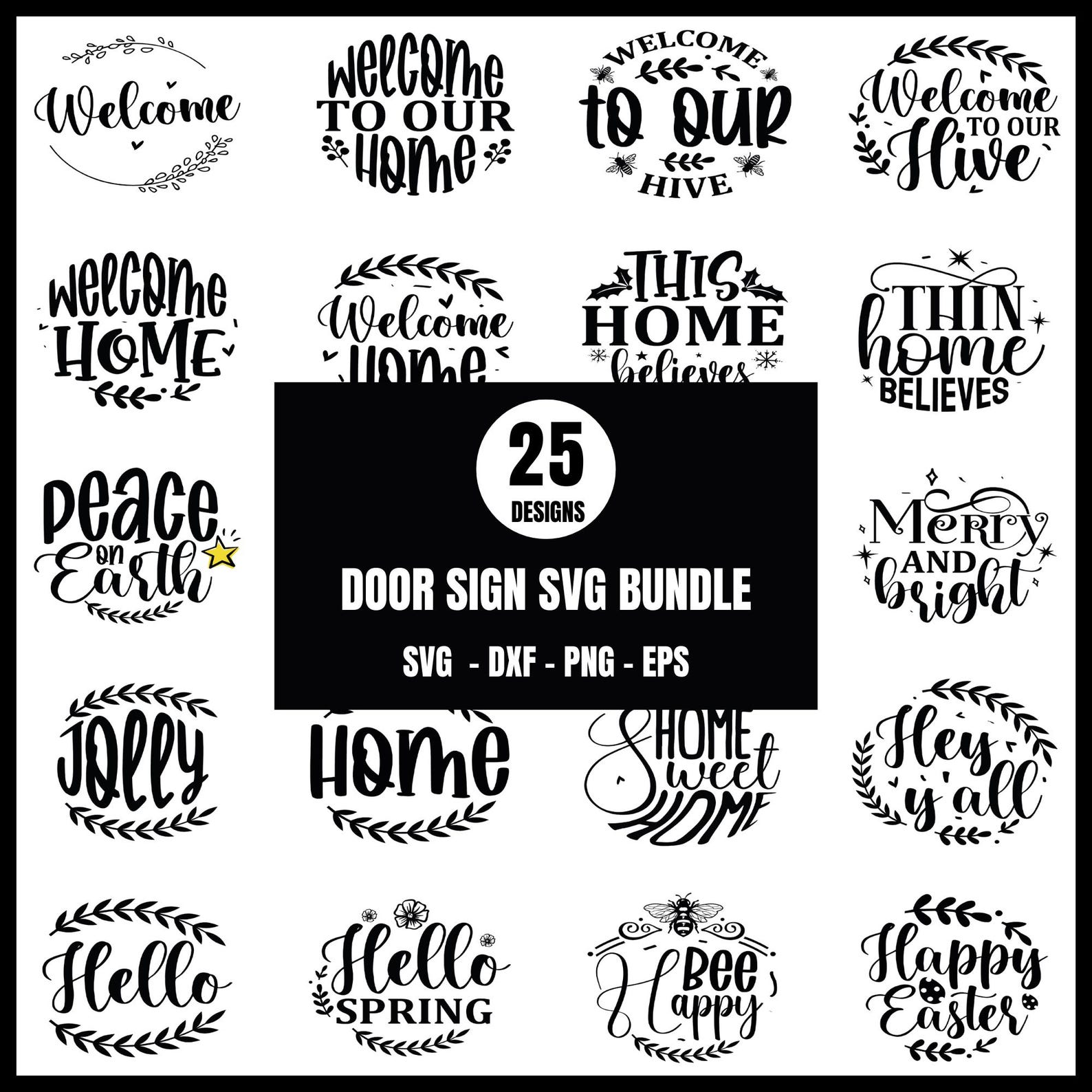 Door Sign Svg Bundle, Welcome Sign Svg, Christmas Door Sign, Sign Svg ...