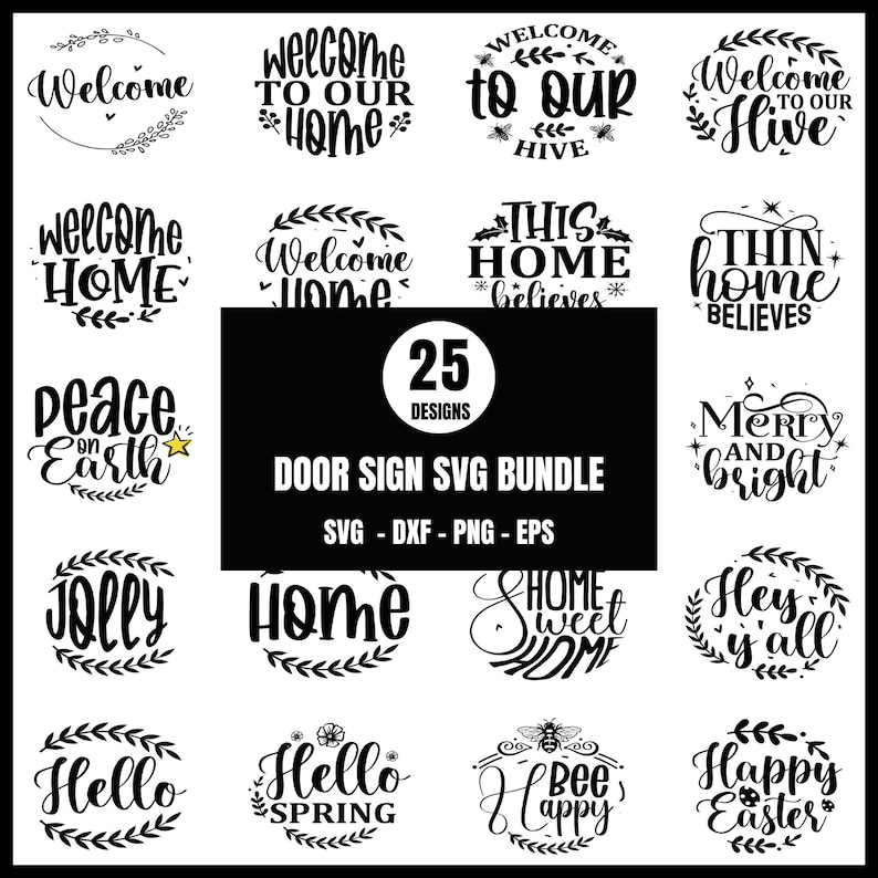 Door Sign Svg Bundle, Welcome Sign Svg, Christmas Door Sign, Sign Svg ...