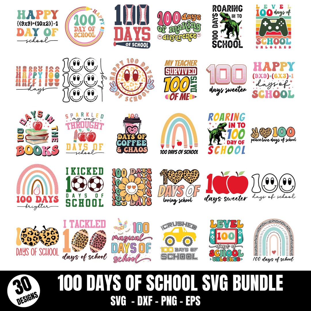 100 Days of School Svg, School Svg Bundle, Teacher Svg, Kids School Svg ...