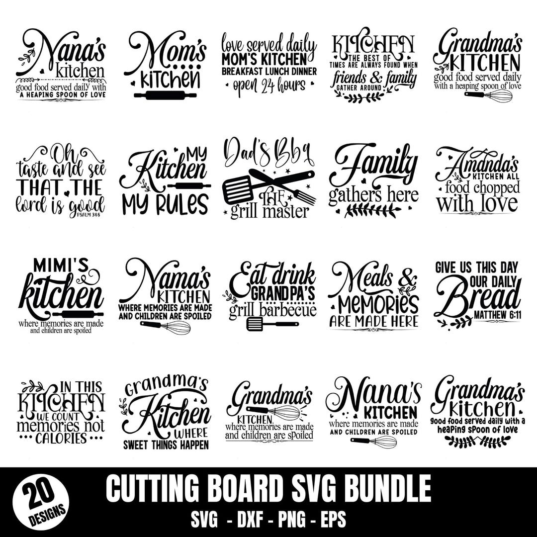 Cutting Board Quotes SVG Bundle, Kitchen Svg Bundle, Kitchen Cut File ...