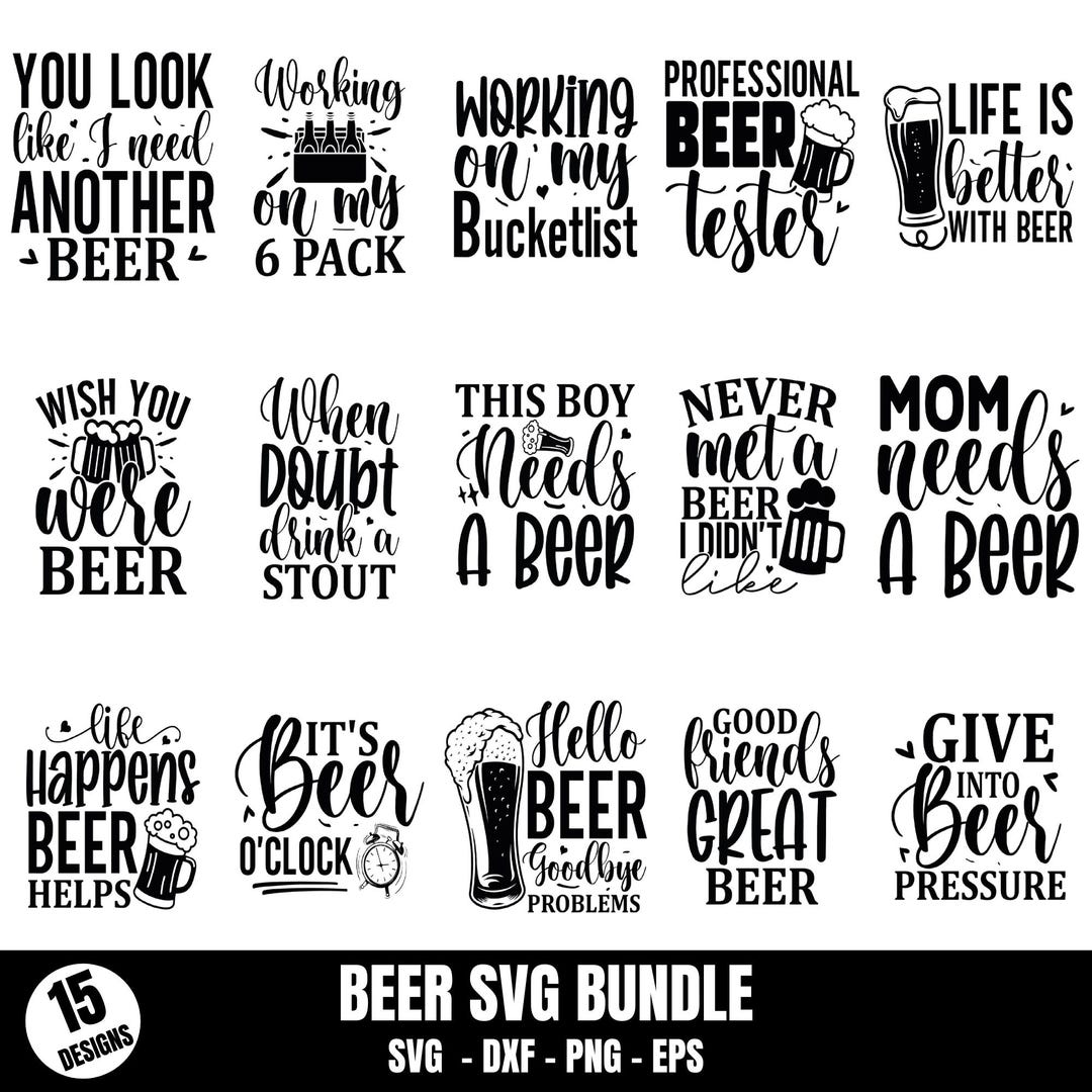 Beer SVG Bundle: Alcohol Designs for Cricut, Silhouette - Etsy
