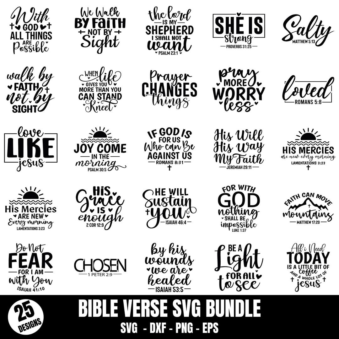 Bible Verse SVG Bundle: Christian Scripture Designs (digital Download ...
