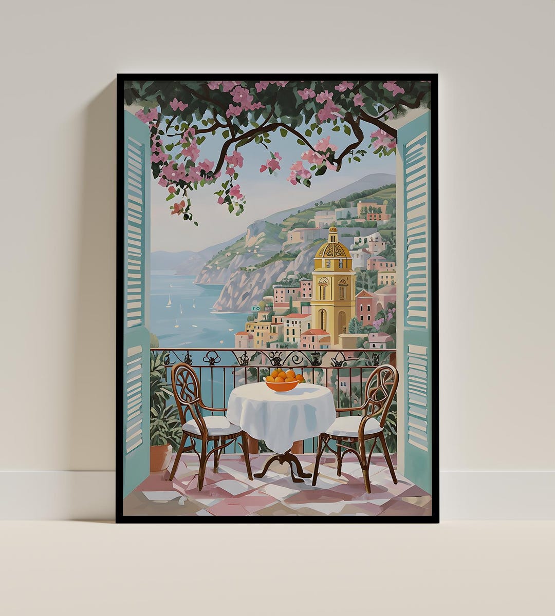 Italian Village Positano Italy Print Printable Wall Art, Colorful ...