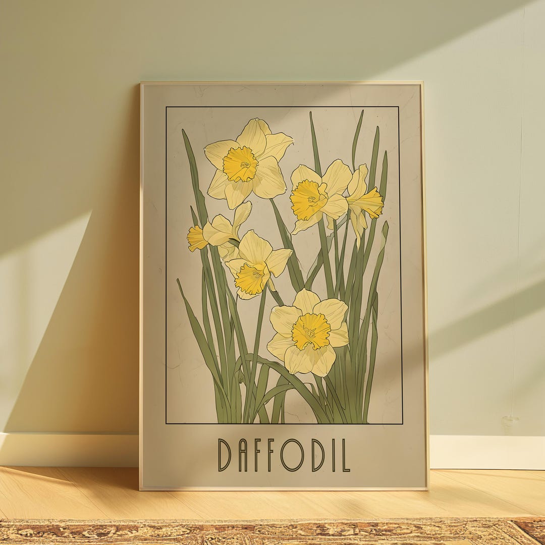 Daffodil Print | March Flower | Birth Flower - Downloadable Art Nouveau ...