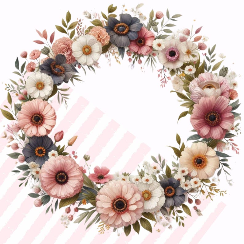 Floral Wreath Clipart for Mom : Mother’s Day Spring Botanical Designs ...