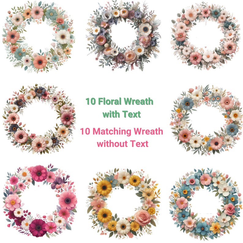 Floral Wreath Clipart for Mom : Mother’s Day Spring Botanical Designs ...