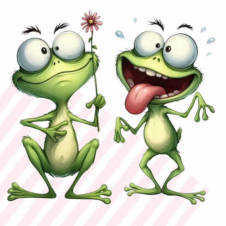 Whimsical Frog Clipart : Spring Garden Watercolor Set for Teachers - Etsy