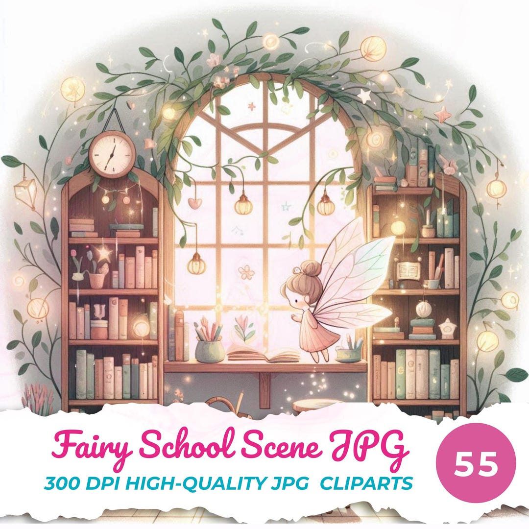 Fairy School Clipart : Whimsical Pastel Classroom JPG Backgrounds (JPG ...