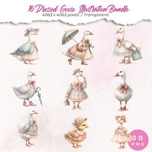 Vintage Goose Clipart PNG Set | Dressed Goose Illustration Bundle ...