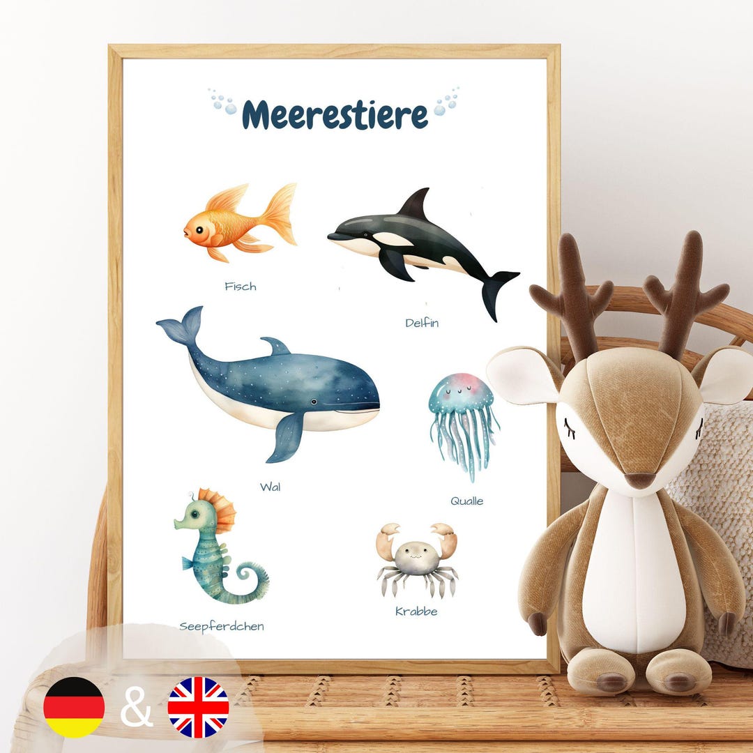 Ocean Animals Poster | Study Poster | Montessori Poster | Child Room ...
