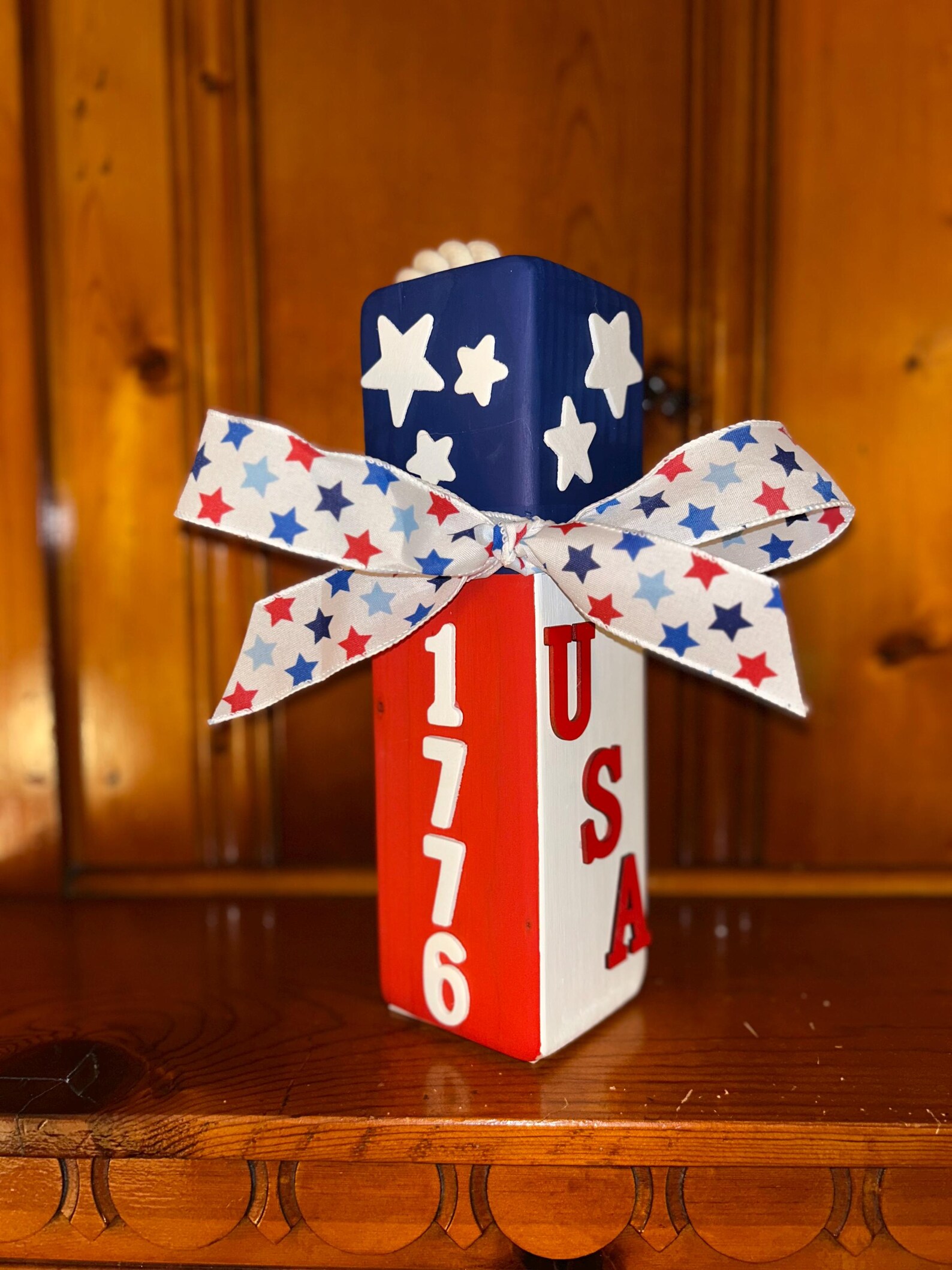 Wood 4x4 Fourth of July Firecracker Decoration for Mantle, Patriotic ...