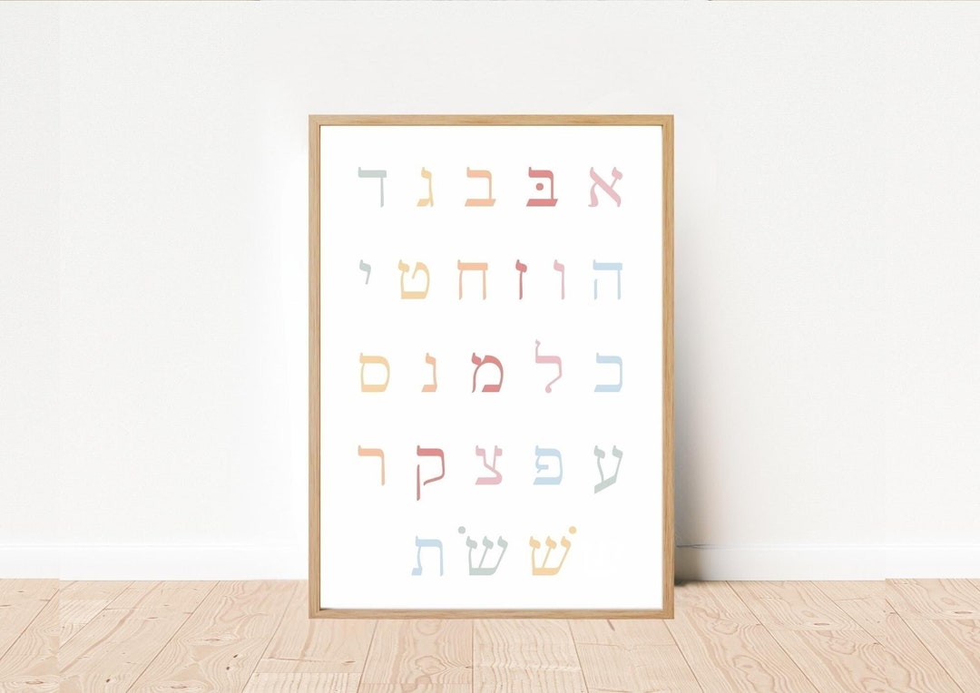 Hebrew Alphabet Print, Hebrew Alphabet Poster, Hebrew Wall Art ...