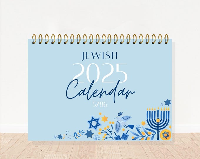 EDITABLE Hebrew Calendar 2025, Printable Watercolor Jewish Calendar ...