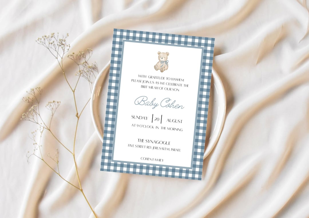 Brit Milah Invitation, Bris Invitation, Baby Shower Invite, Baby Boy ...
