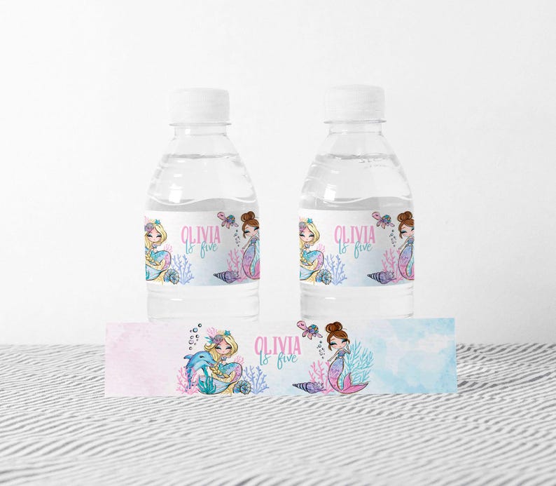 Editable Mermaid Bottle Labels | Custom Party Decor, Under the Sea ...