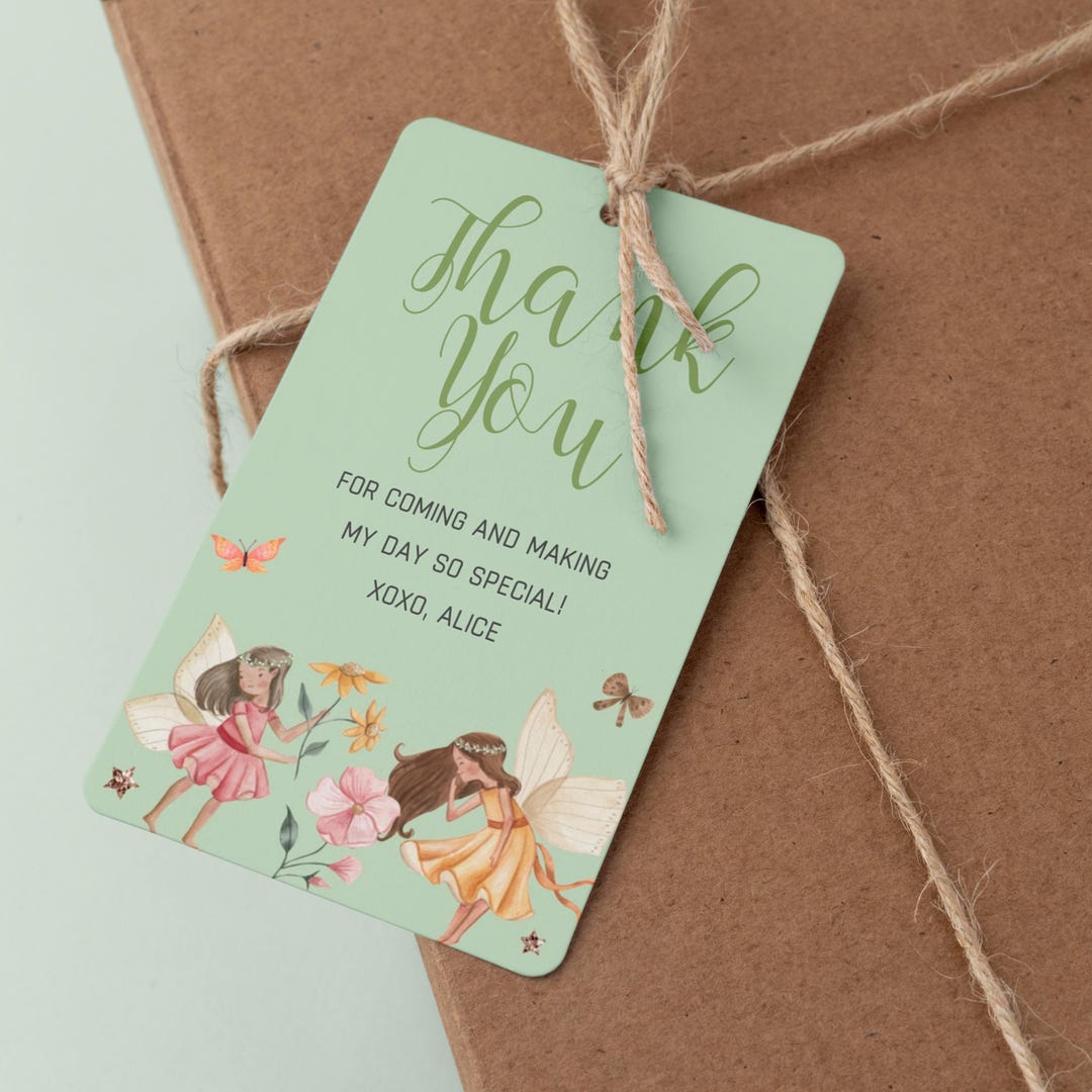 Editable Fairy Party Favor | Fairy Garden Theme Thank You Tag | Fairy ...