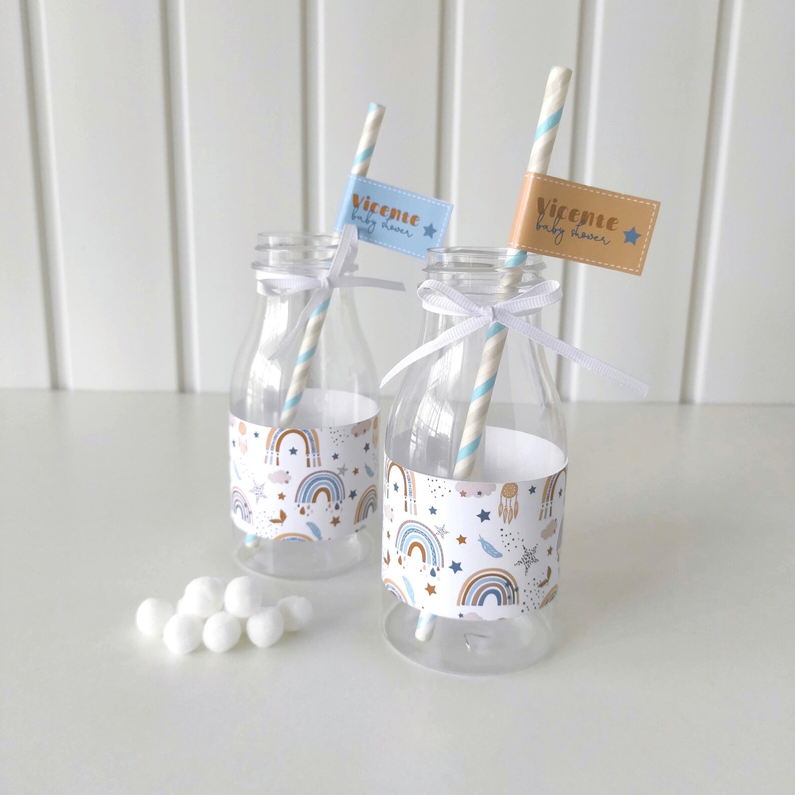 Editable Boho Rainbow Bottle Labels & Flags – Digital Party Decorations ...