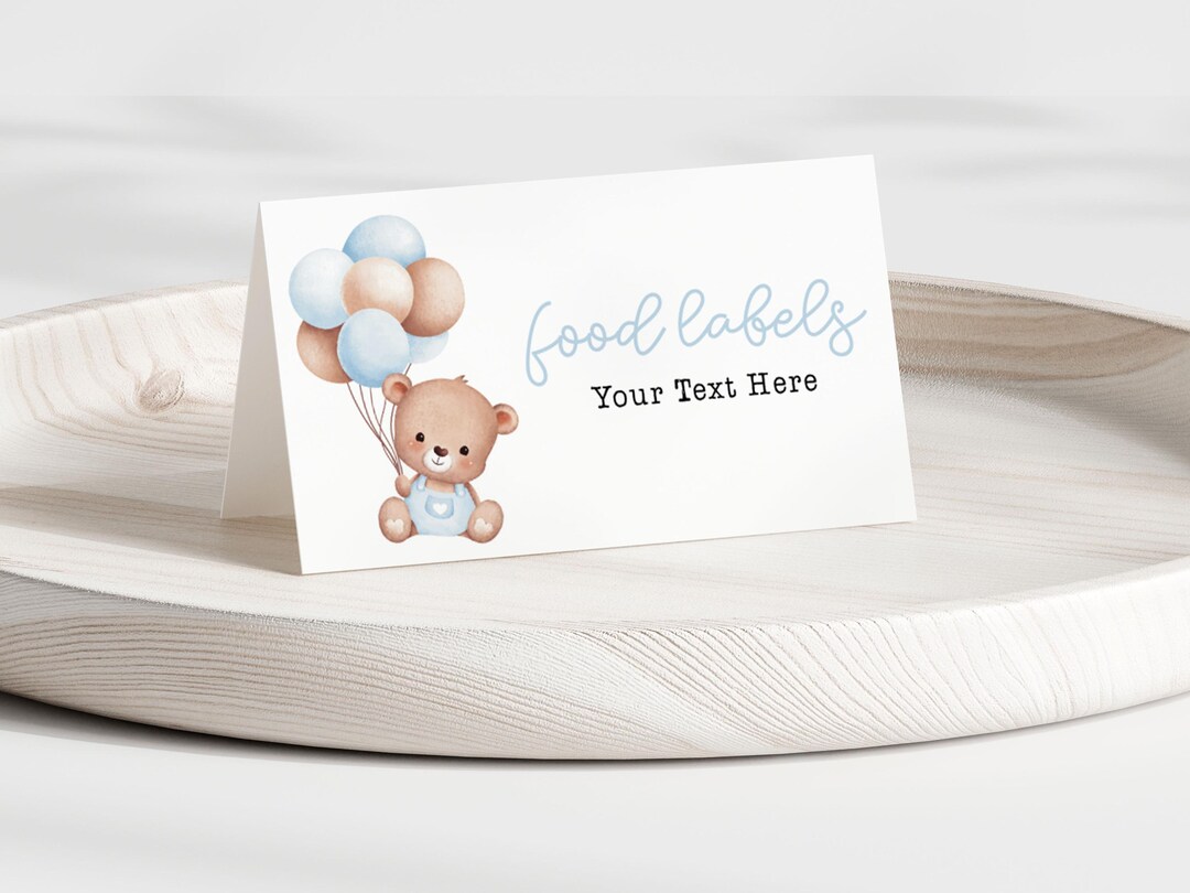 Beary First Birthday Food Labels | Editable Tent Cards (digital ...