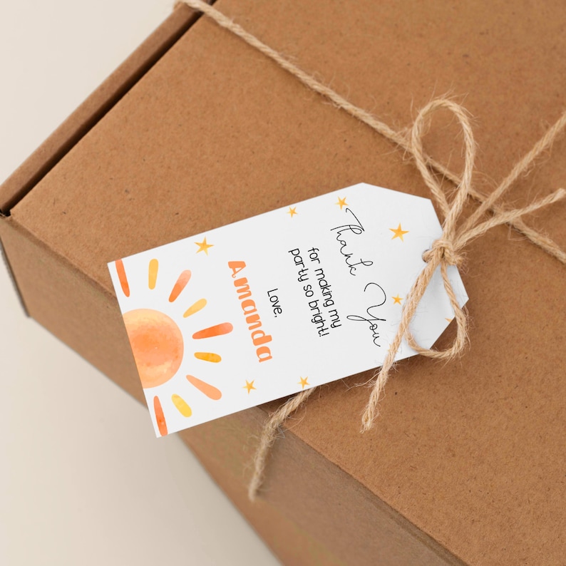 Editable Sun Thank You Tags | First Trip Around the Sun Party Favors ...