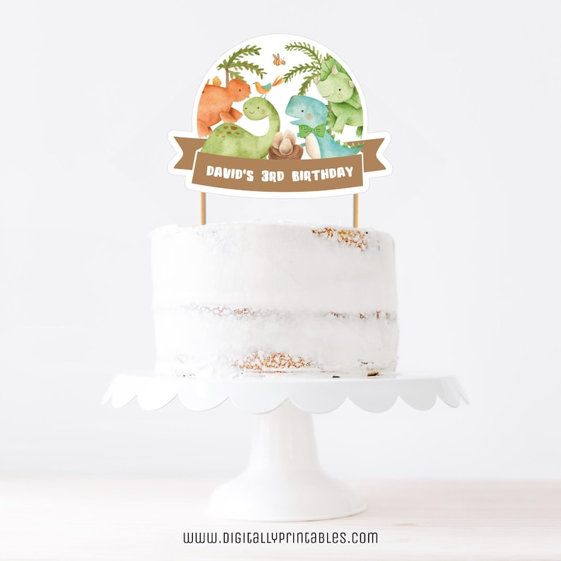 Editable Dinosaur Cake Topper for T-rex Birthday Party Decorations ...