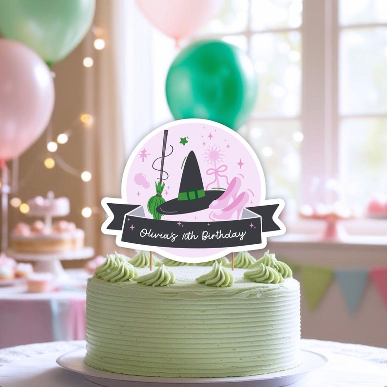 Editable Witch Birthday Cake Topper | Magical Party Theme (digital ...