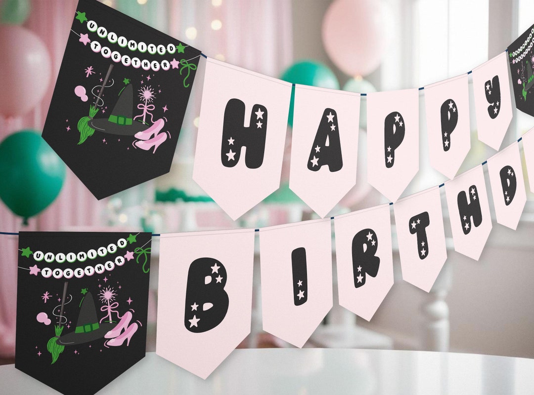Wicked-inspired Bunting Banner, Printable Happy Birthday Flags Banner ...