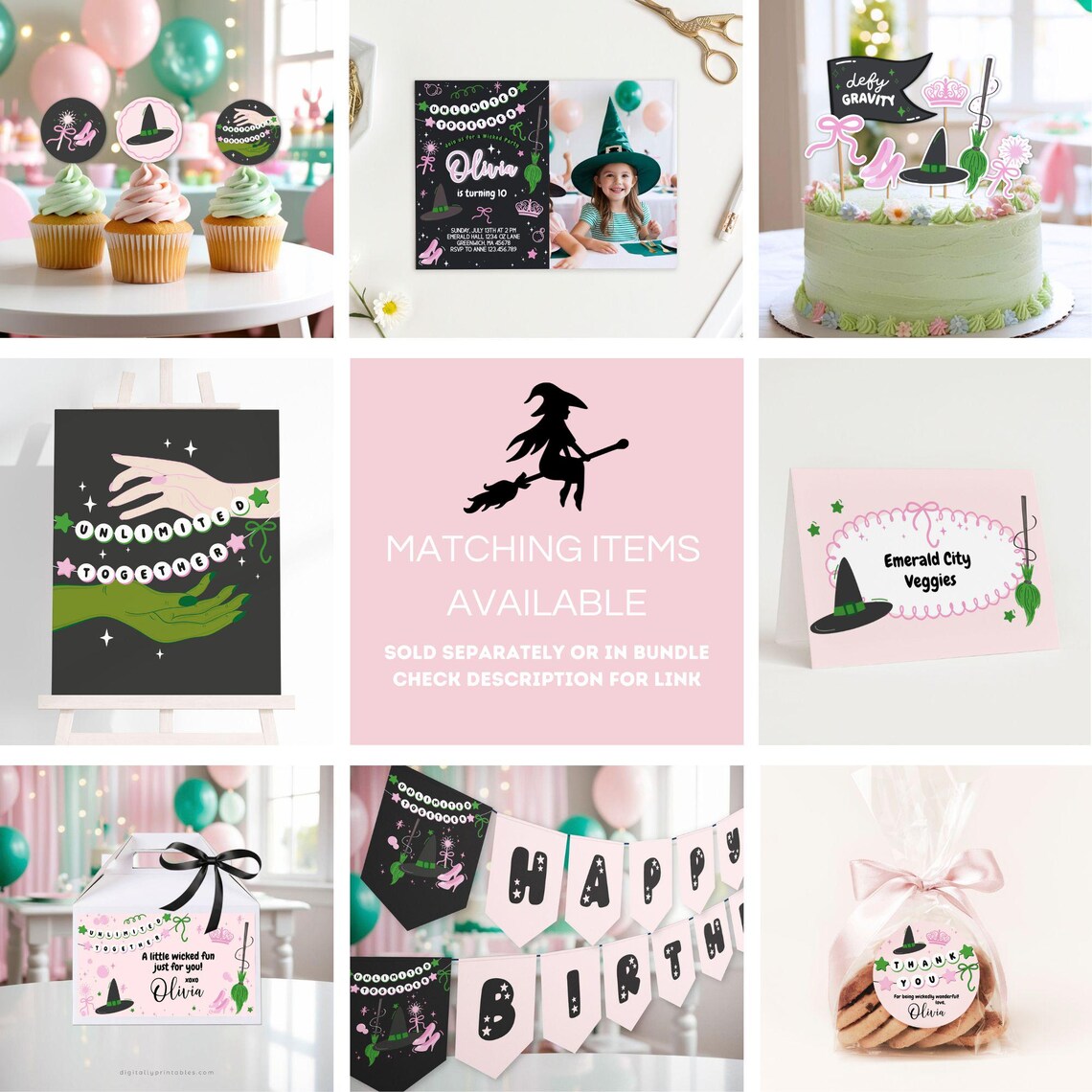 Wicked Cake Topper, Unlimited Cake Decoration, Wicked Party Theme ...