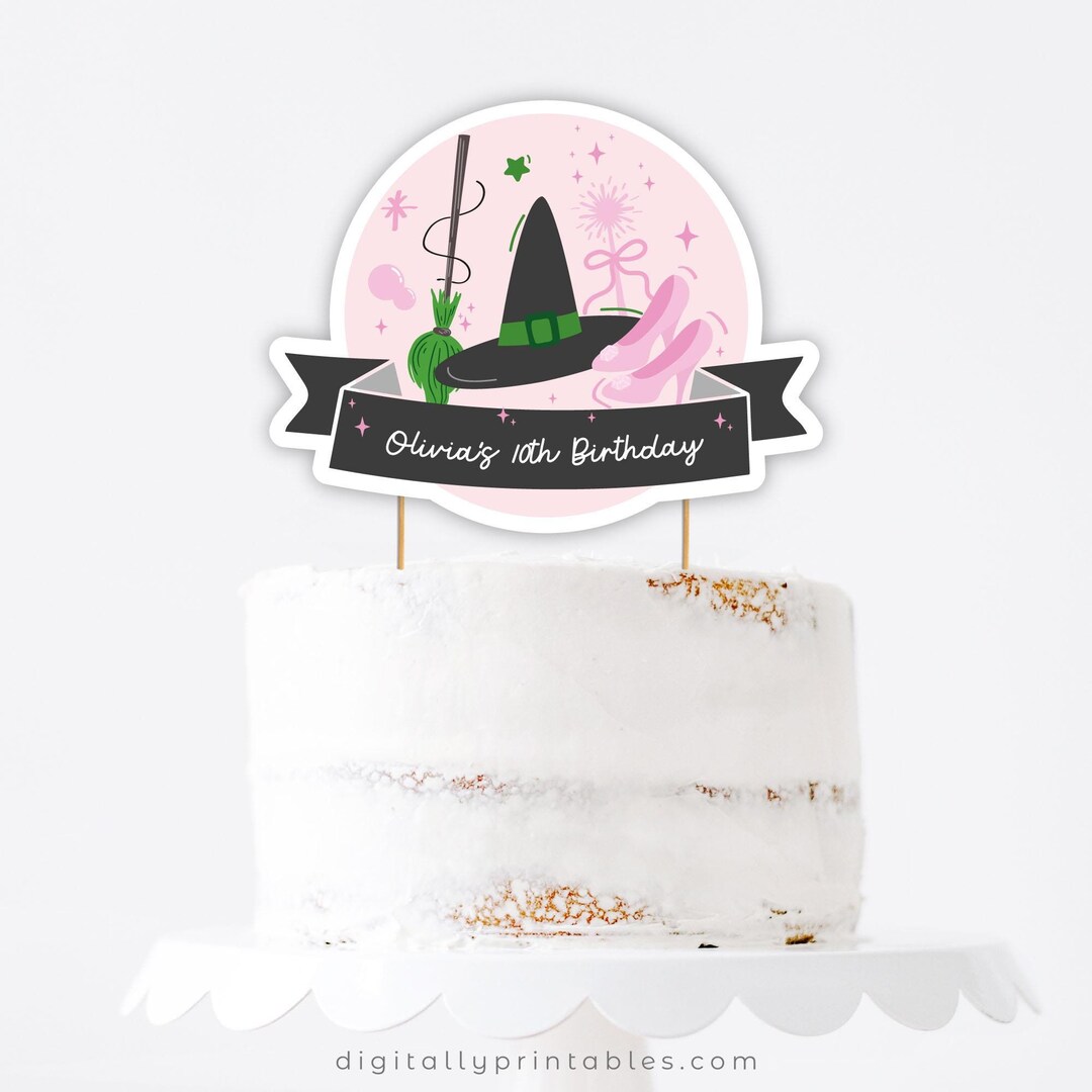 Editable Witch Birthday Cake Topper | Magical Party Theme (digital ...