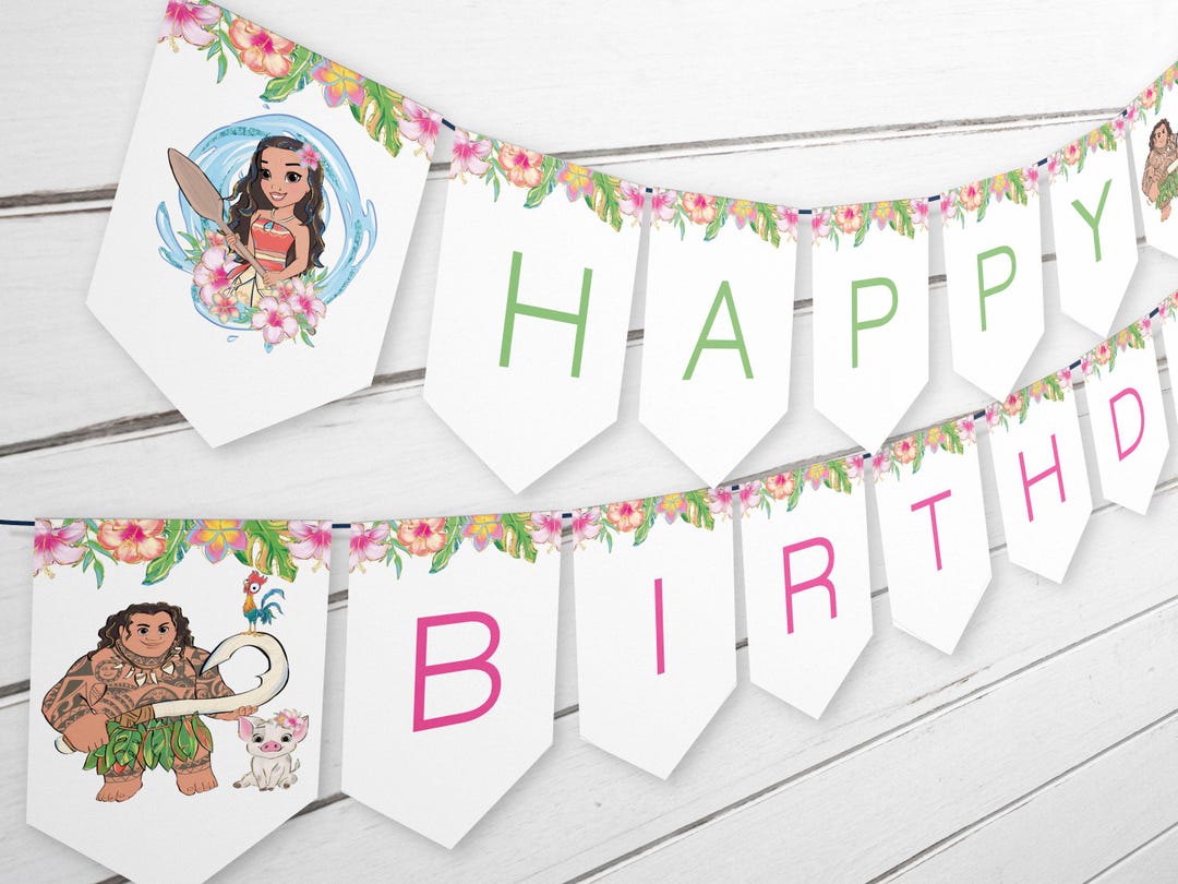 Tropical Island Editable Bunting Banner, Luau Birthday Party, Ocean ...