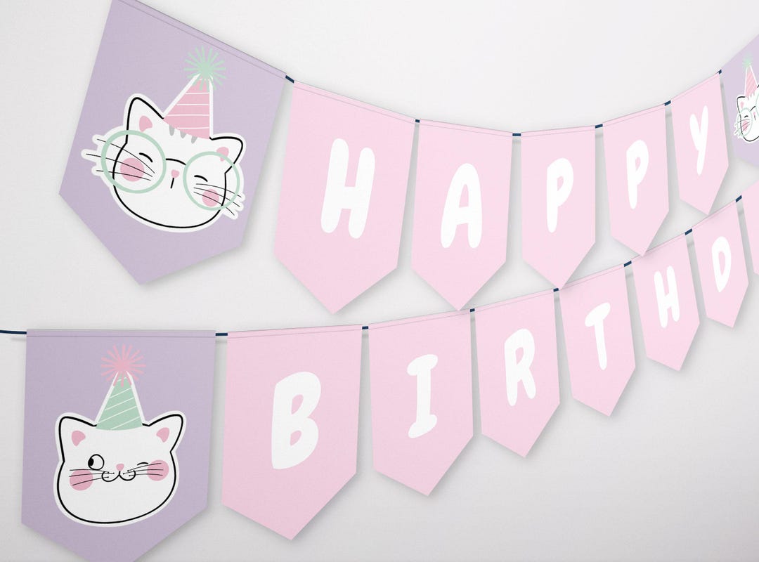 Cat Bunting Banner, Cats Themed Party Decorations, Let’s Pawty, Are You ...