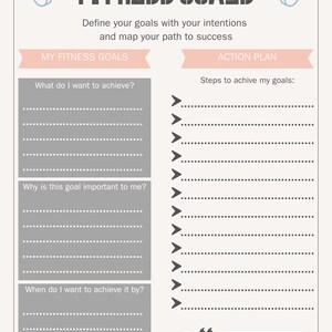 Fitness Goal Tracker PDF Printable Fitness Journal Goal Setting and ...