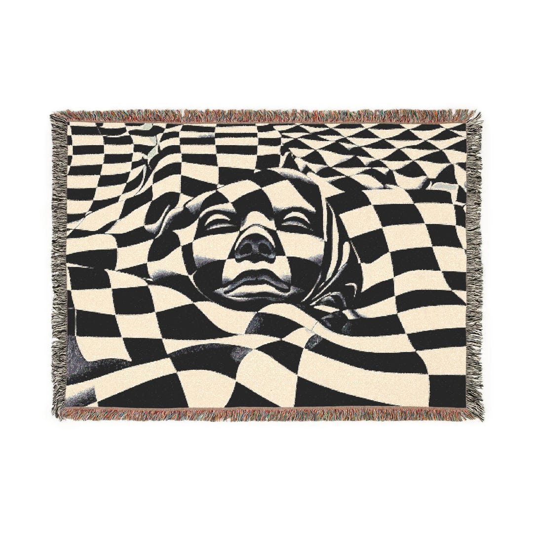 Optical Illusion With Face in Warped Checker Board Pattern Woven ...