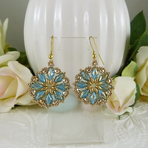 Woven Earrings Turquoise Blue Mandala Gem Duo - Etsy