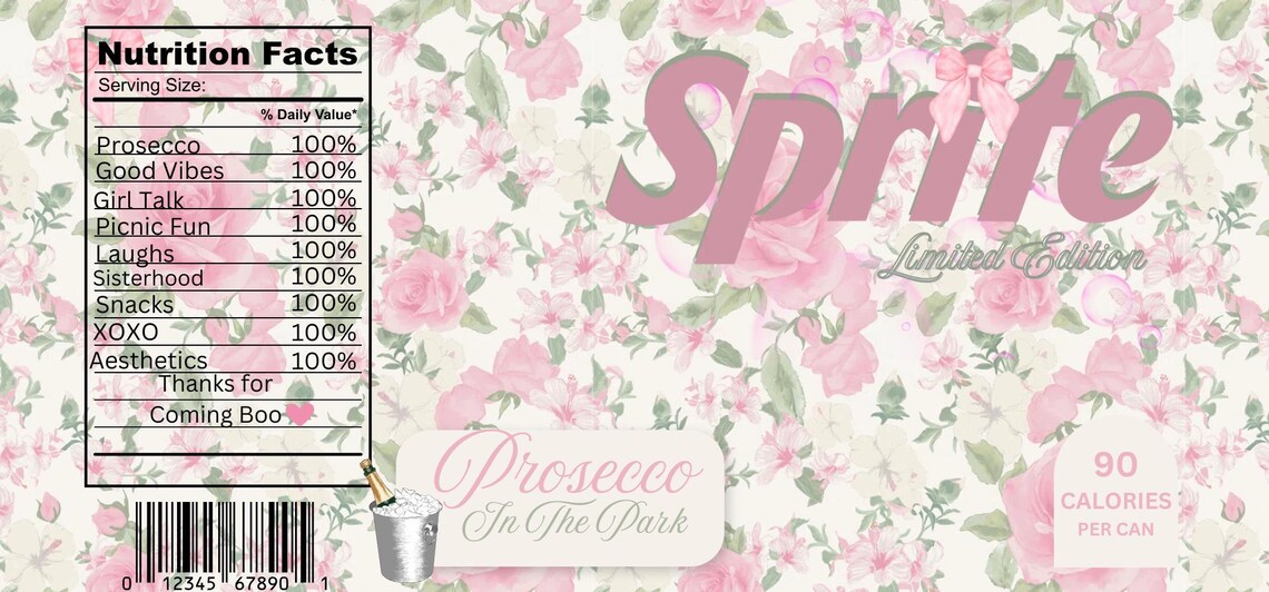 Prosecco in the Park Sprite Label | Custom Sprite Can Label | Canva ...