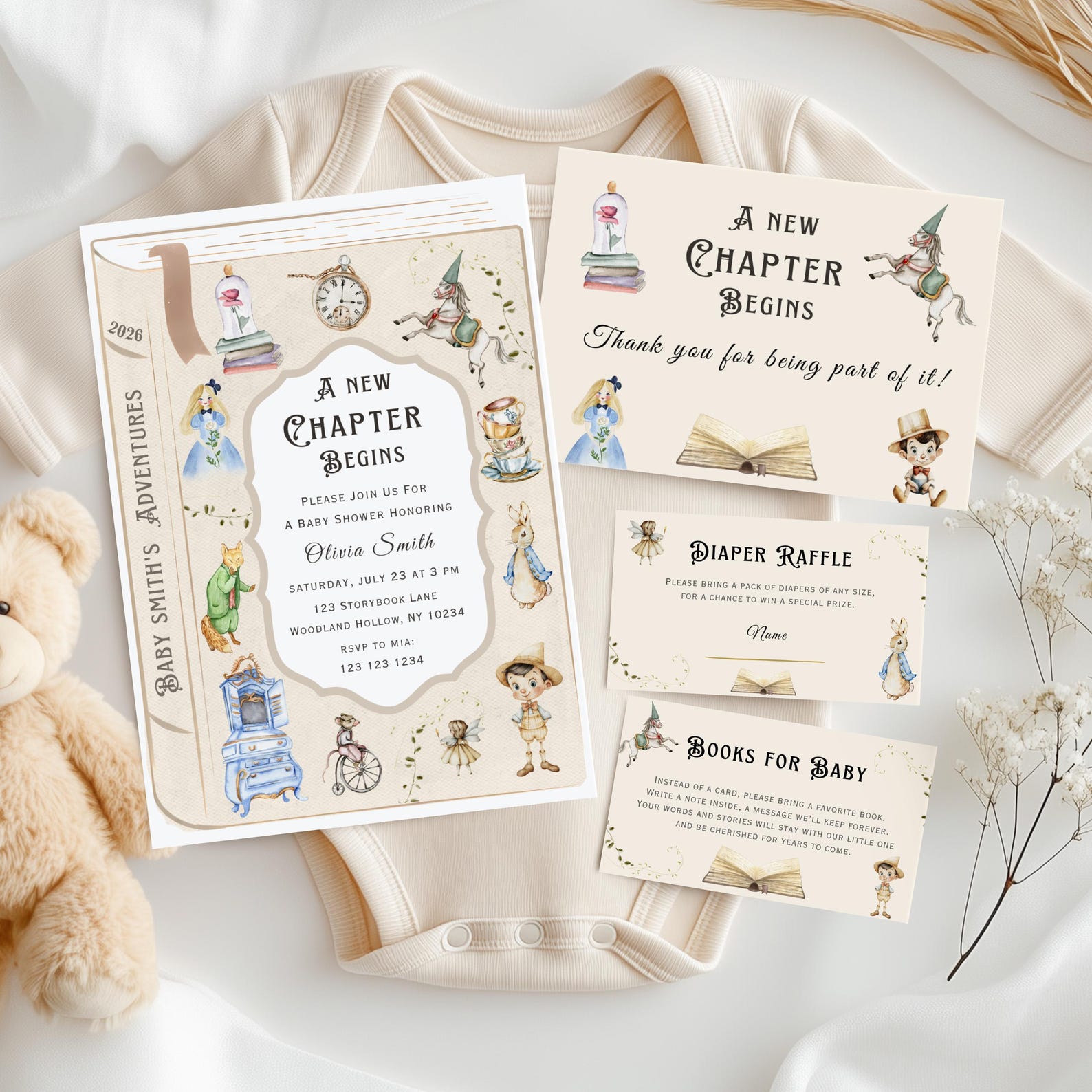 A New Chapter Begins Storybook Cover Baby Shower Invitation Bundle - Etsy